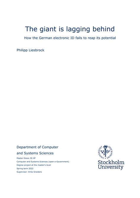 Pdf The Giant Is Lagging Behind How The German Electronic Id Fails To