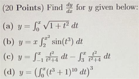 Solved 20 Points Interpret The Limits Of Sums As Definite