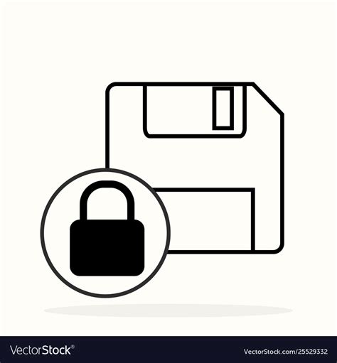 Lock Database Symbol White Background Icon Vector Image