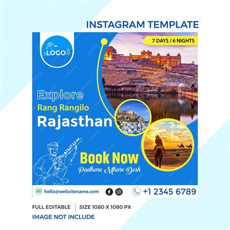 Kulu Manali Or Rajasthan Tour And Travel Social Media Template