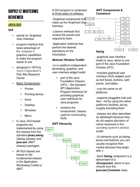 Oopr212 Midterms Reviewer Pdf Graphical User Interfaces