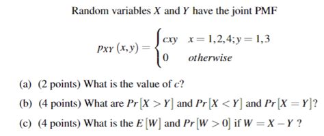Solved Random Variables X And Y Have The Joint Pmf