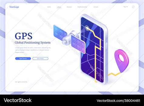 Gps Isometric Landing Global Positioning System Vector Image