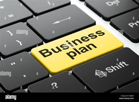 business concept business plan on computer keyboard background stock