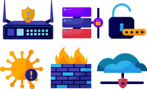 Digital Data Protection Design Element Set Cyber Security Illustration Set Cloud Computing