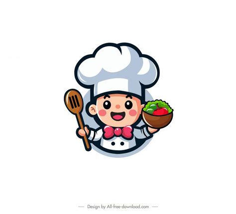 Chef Logo Design Elements Ctue Smiling Man Face Vectors Images Graphic