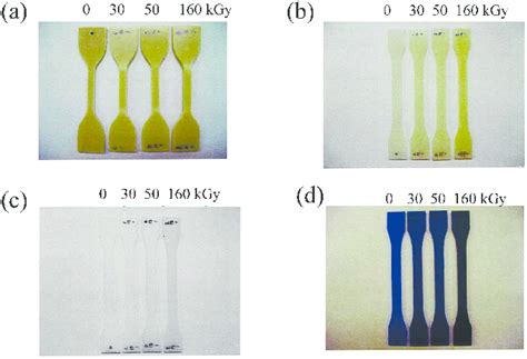 Tensile Strength Test Specimens Of Polymer Before And After Irradiation