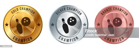볼링 볼 핀 스트라이크 배지 메달 메달 그래픽 골드 실버 브론즈 챔피언십 대회 반짝반짝 환형 Championship에 대한 스톡 벡터 아트 및 기타 이미지 Istock