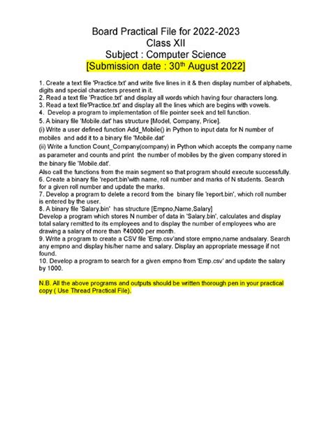 C Sc Practical File For 2022 Hy Pdf Computer File Programming