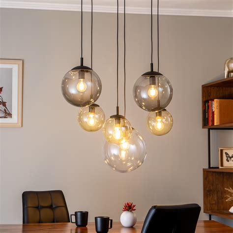 Esme Hanging Light Glass Multicoloured 6 Bulb Rectangular Lights