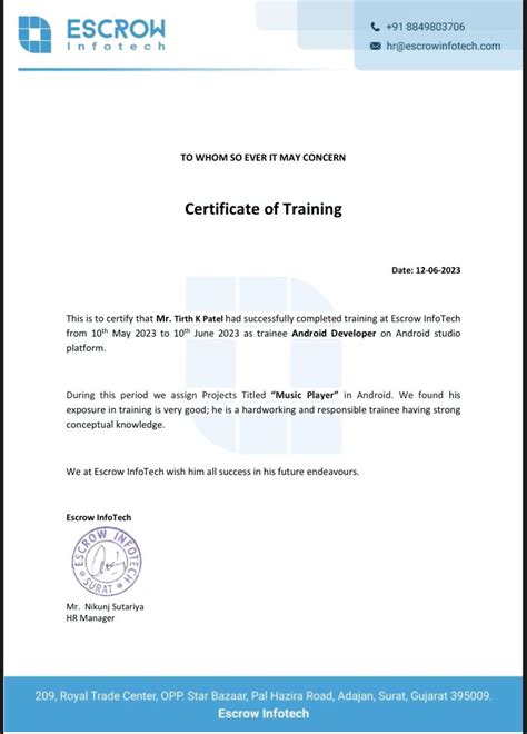 Tirth Patel On Linkedin Finally I Had Completed Training In Android Development From Escrow…