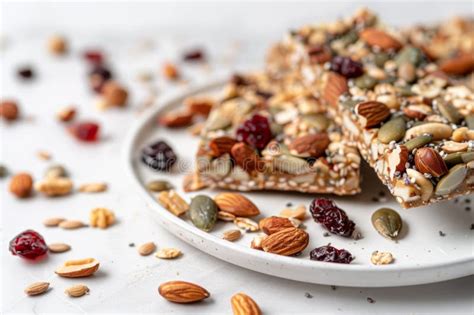 Granola Bars On Gray Plate With Nut And Seed Toppings Neural Network