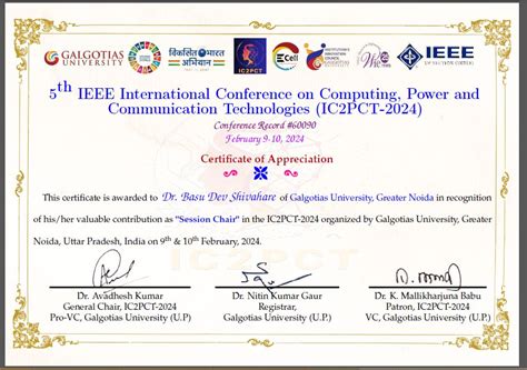 Dr Basu Dev Shivahare On Linkedin Hi Connections Chaired Session In 5th 2024 Ieee