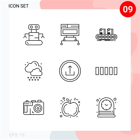 Vector Pack Of 9 Icons In Line Style Creative Outline Pack Isolated On White Background For Web