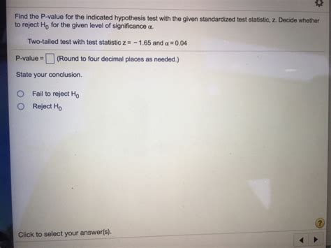 Solved Find The P Value For The Indicated Hypothesis Test Chegg
