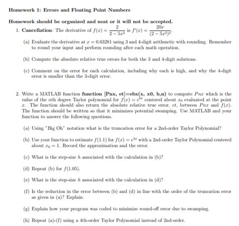 Homework Errors And Floating Point NumbersHomework Chegg