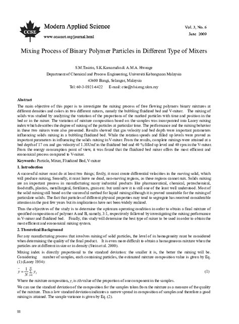 pdf mixing process of binary polymer particles in different type of