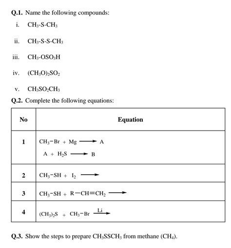 Solved Name the following compounds:Q.2. ﻿Complete the | Chegg.com