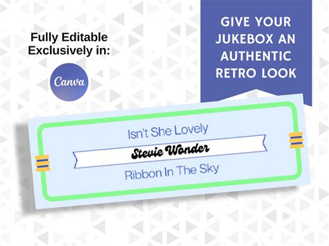 Editable Retro Jukebox Labels Song And Artist Label Customize With