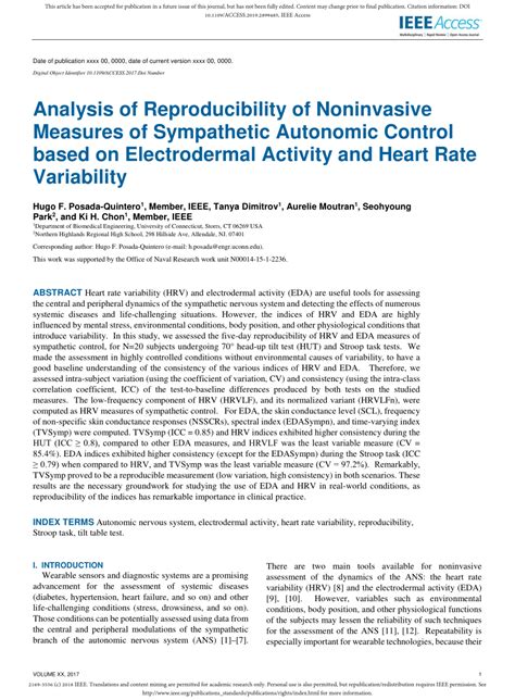 Pdf Analysis Of Reproducibility Of Noninvasive Measures Of Sympathetic Autonomic Control Based
