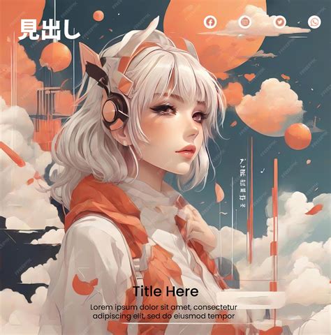 Premium Psd Flyer Template With Cute Anime Japanese Girl Design