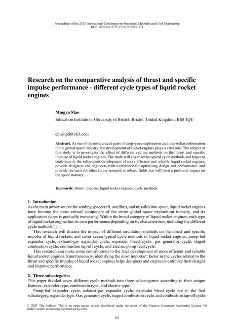 Pdf Research On The Comparative Analysis Of Thrust And Specific
