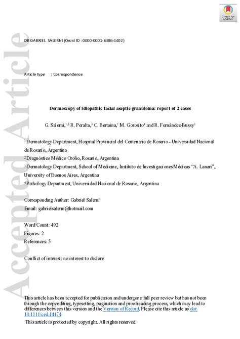 Pdf Dermoscopy Of Idiopathic Facial Aseptic Granuloma Gabriel Salerni
