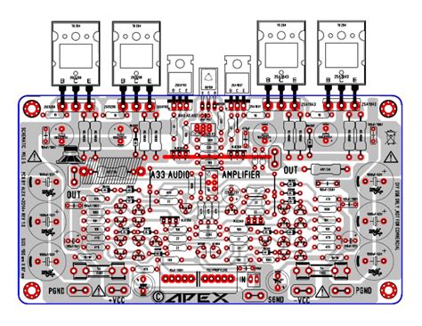 Pcb Power Amplifier Apex 50w Ocl Mosfet Amps —using K1058 J162