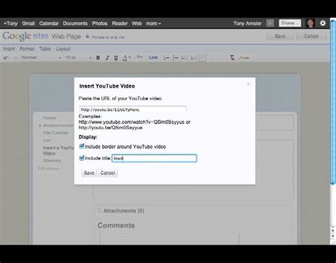 Insert A YouTube Video YouTube