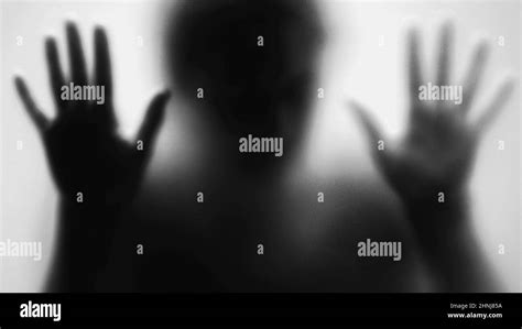 Spooky Person Behind Glass Scary Person Stuck In Anxiety And Depression