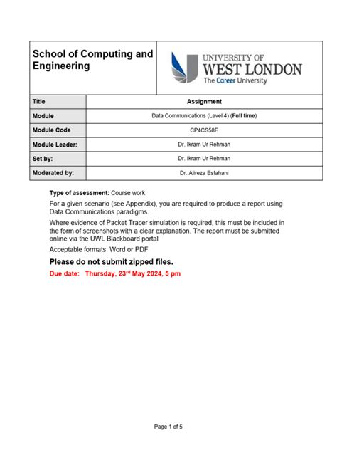 Cp4cs58e Data Communications Assignment1 Pdf Computer Network
