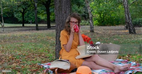 곱슬 머리를 가진 젊은 여성의 스톡 사진 그녀의 자유 시간과 피크닉을 즐기고 책을 읽고 화창한 날을 즐기고 30 34세에 대한