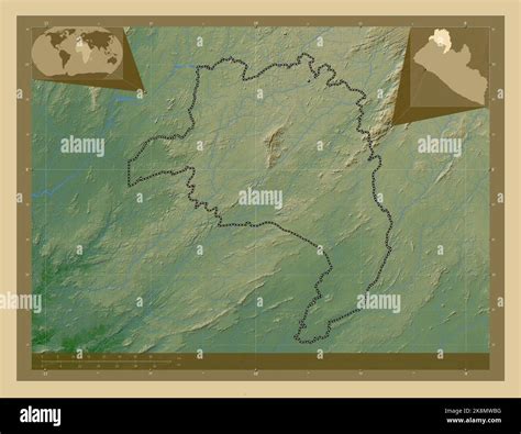 Lofa County Of Liberia Colored Elevation Map With Lakes And Rivers