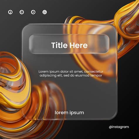 Premium Psd Post Social Media Of Glassmorphism Design With 3d