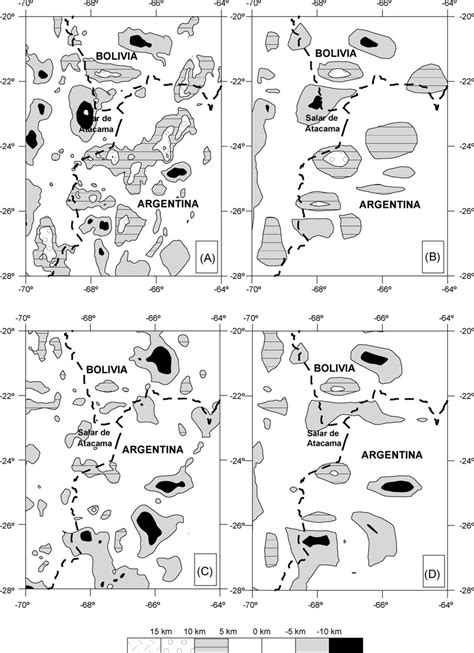 Depth Differences Between The Modelled Moho And The Isostatic Mohos