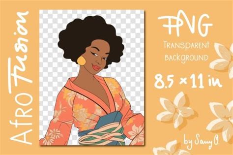 Afro Japan Fusion Black Girl Retro Png Graphic By Sany O · Creative