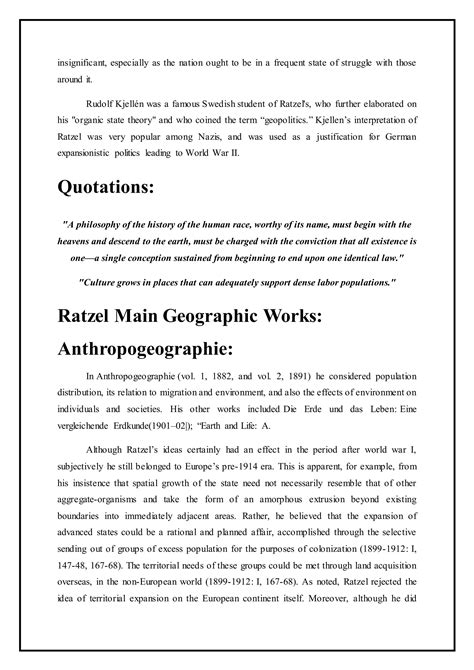 Friedrick Ratzel Biography Docx