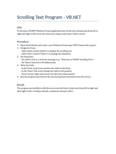 Scrolling Text Program Report Pdf