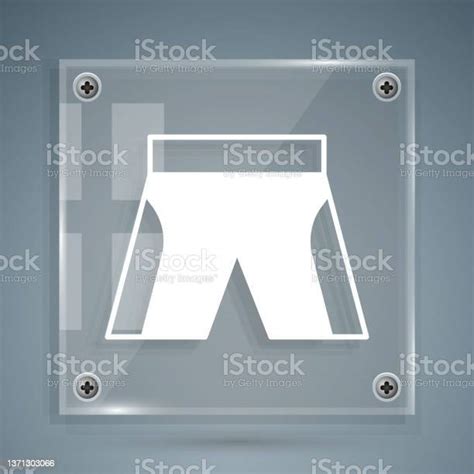 회색 배경에 격리 된 흰색 짧은 또는 바지 아이콘 정사각형 유리 패널 벡터 0명에 대한 스톡 벡터 아트 및 기타 이미지 0명 공란 단일 객체 Istock
