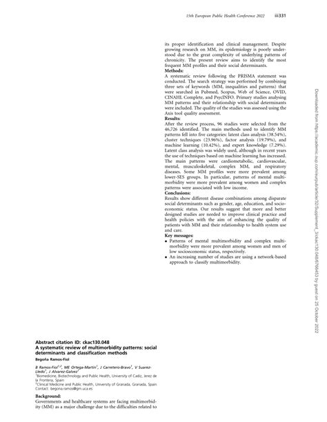 Pdf A Systematic Review Of Multimorbidity Patterns Social