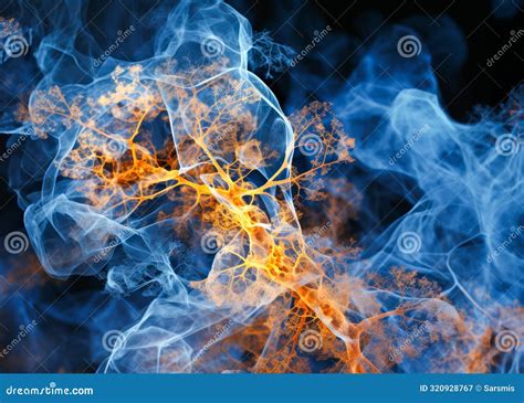 Abstract Neural Network Art Blue And Orange Branching Patterns Science Technology
