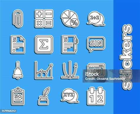 세트 라인 수학 함수 코사인 기하학적 그림 오각형 프리즘 인간의 두뇌 방정식 솔루션 사각형 무한대 단어 수학이 있는 책 및 열린 책 아이콘 벡터 과학에 대한 스톡 벡터 아트