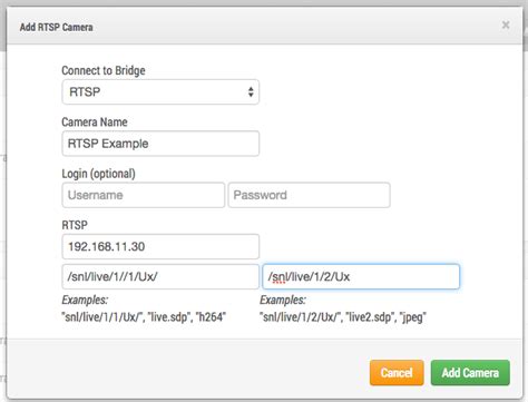 Adding Cameras Through RTSP