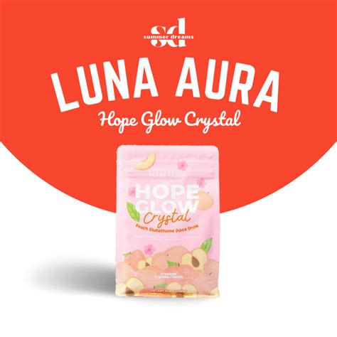 Luna Aura Hope Glow Crystal Peach Glutathione Juice Drink 10 Sachets