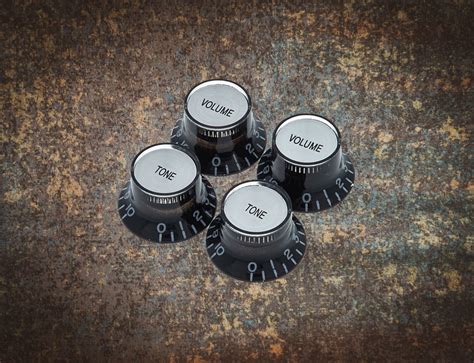 Gibson Top Hat Knobs 4 Blacksilver Prmk 010 Music Bros Ltd