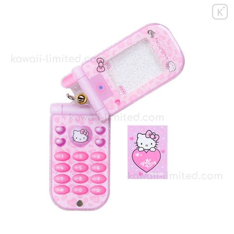 Japan Sanrio Slide Flip Phone Keychain Hello Kitty Gogo Gal Collection Leopard Pink Kawaii