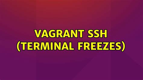 Vagrant Ssh Terminal Freezes 2 Solutions Youtube