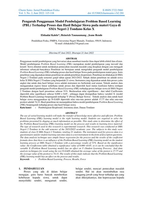 pdf pengaruh penggunaan model pembelajaran problem based learning