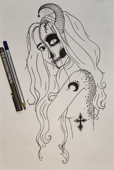 Half Good Half Evil Face Drawing