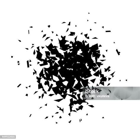 파편과 산산조각이 방사형 모양 부서지고 부서진 얼룩 얼룩 및 입자 검은 조각이 폭발하고 터집니다 벡터 텍스처 요소 얼음에 대한